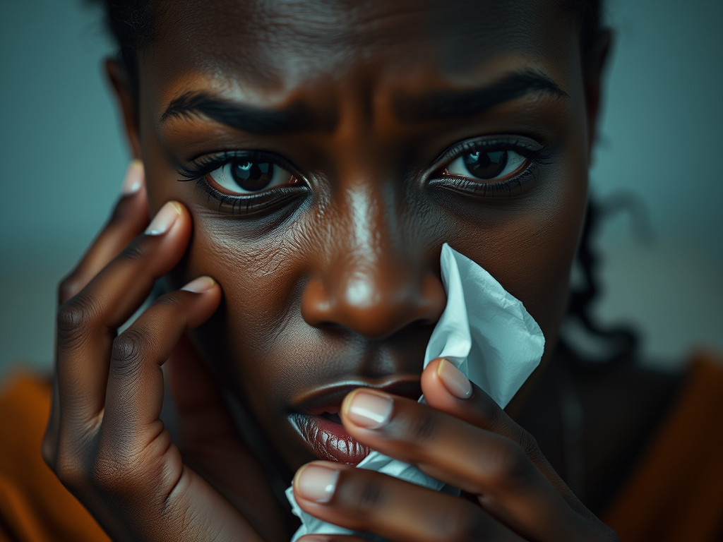 black-woman-crying-tears-with-tissues – End Workplace Abuse
